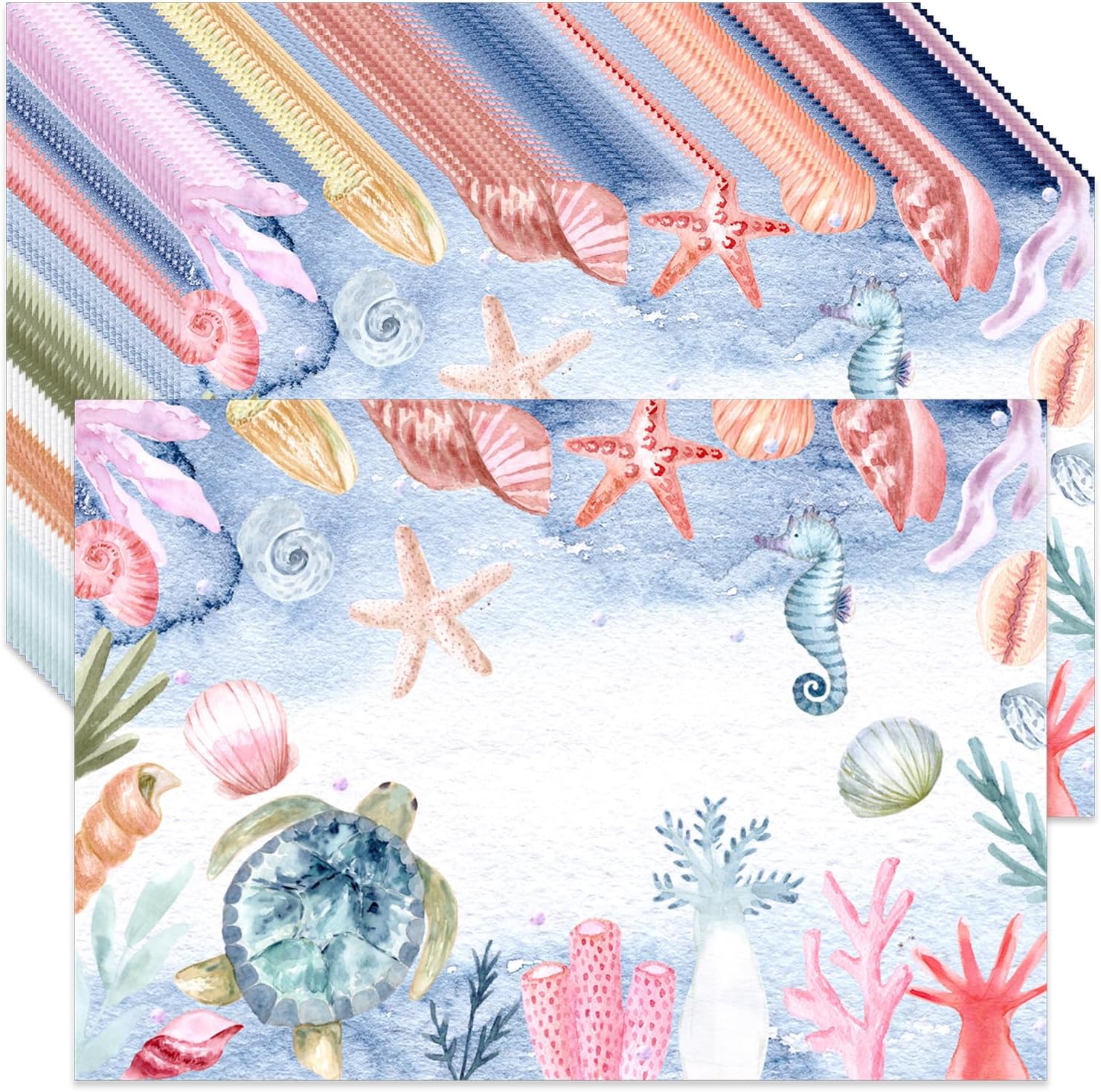 Amazon.com: 50Pcs Ocean Sea Paper Placemat Beach Seashell Coral ...