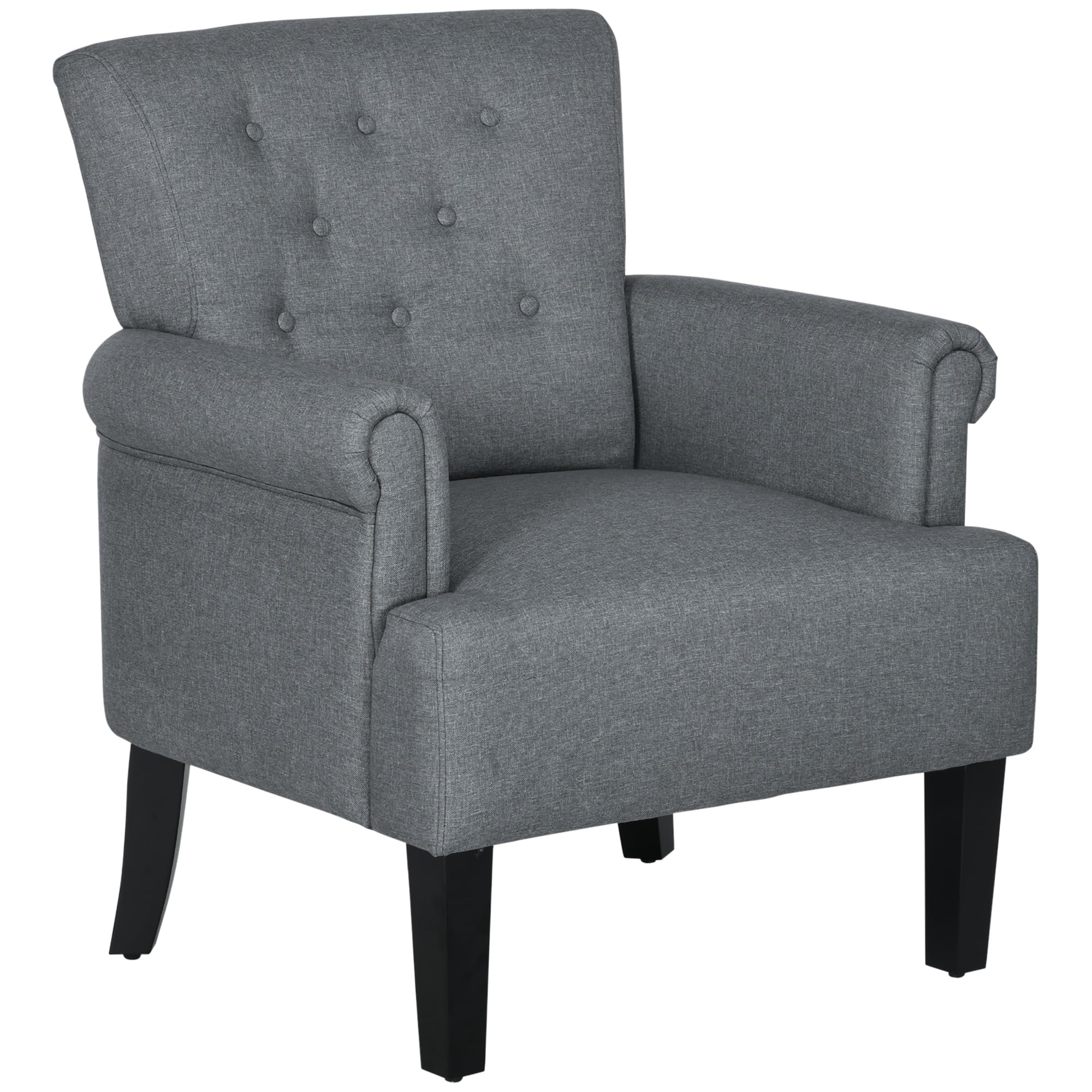 HOMCOM Fabric Accent Chair, Tufted Armchair, Modern Living Room Chair ...
