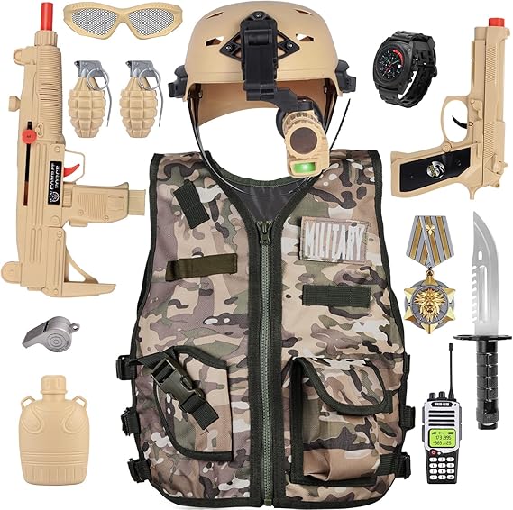 Amazon.com: Kids Army Military Combat Soldier Costume Halloween Party ...