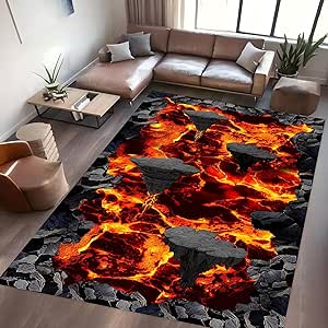 Amazon.com: ZLXMN 3x4ft Red Lava Rug,3D Optical Illusion Floor is Lava ...