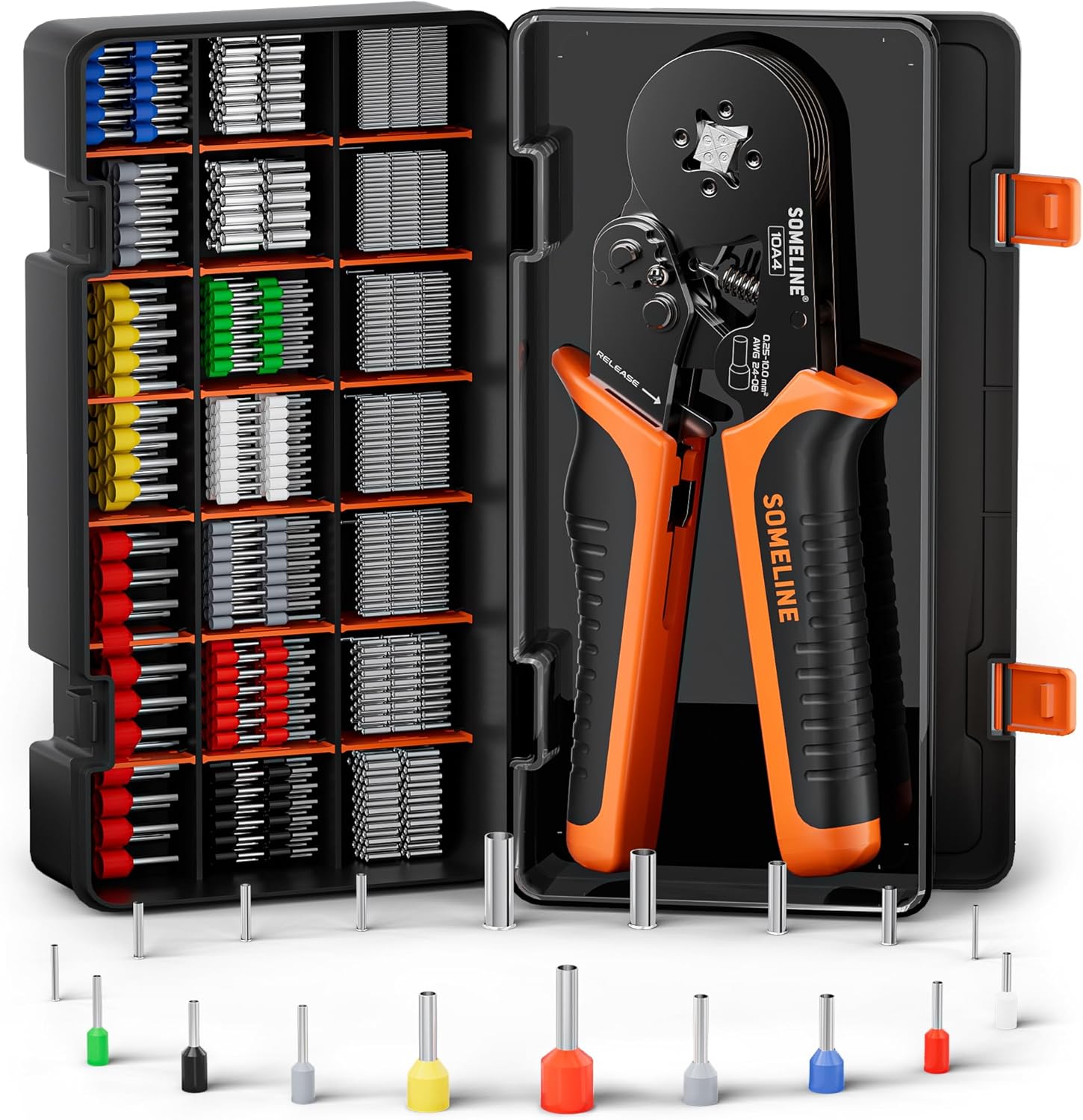 SOMELINE® Crimping Pliers Wire End Ferrules Set, 0.25–10 mm² with 18 ...