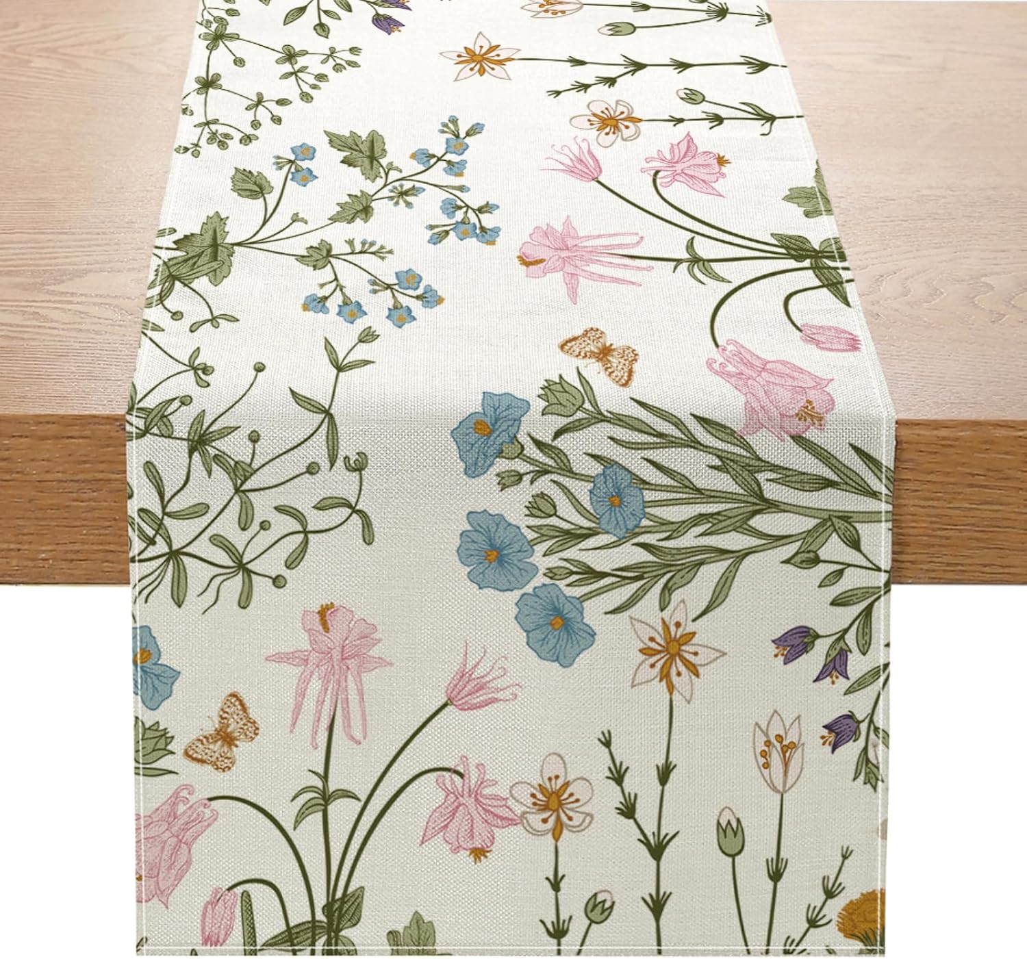 Amazon.com: ZCHOMI Wildflower Floral Table Runner 13x72 Inch Green ...