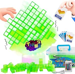 64Pcs LED Glow in The Dark Balance Stacking Blocks Board Games for ...