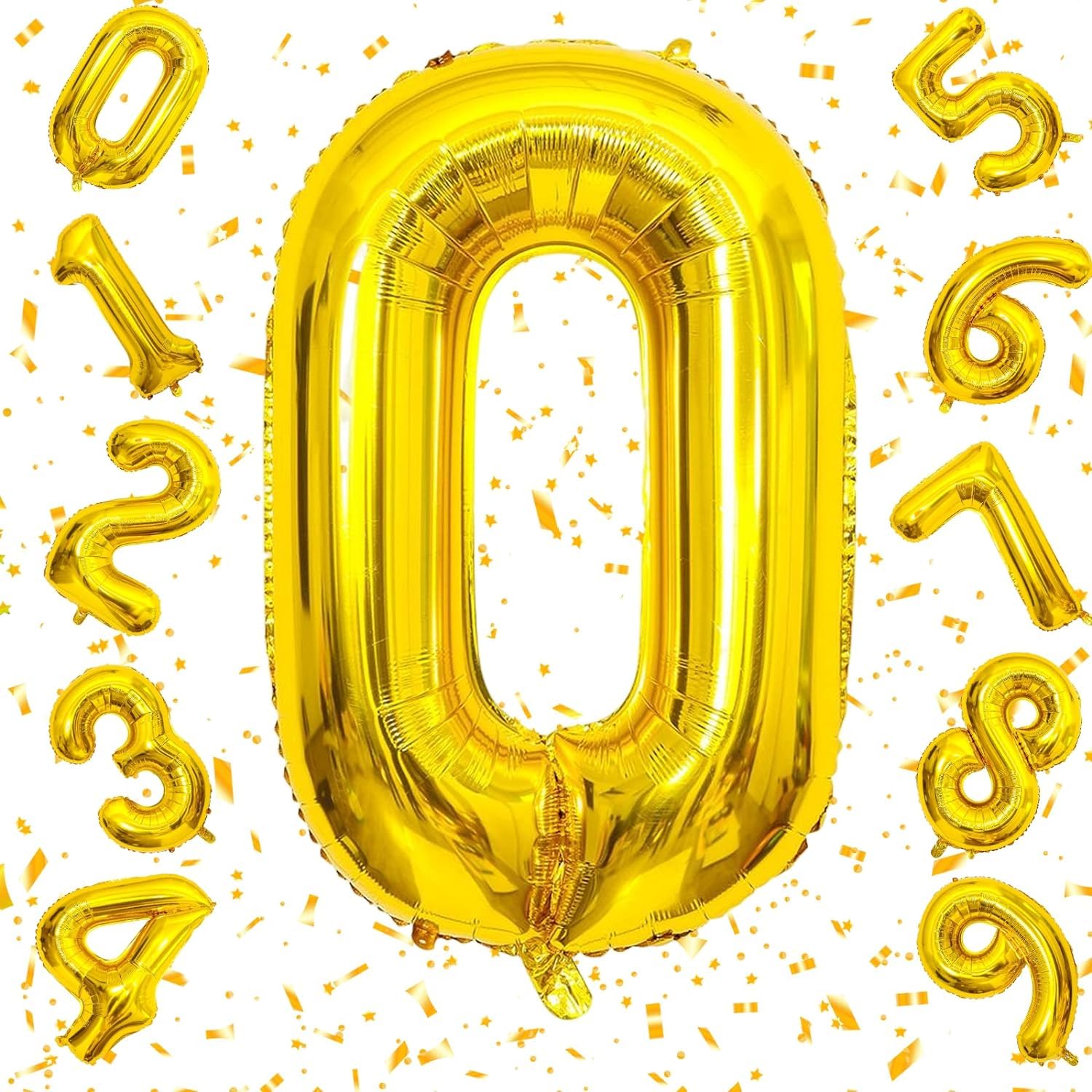 Flyloons 0 number Golden Foil Balloon 16 inch Size Birthday Decoration ...