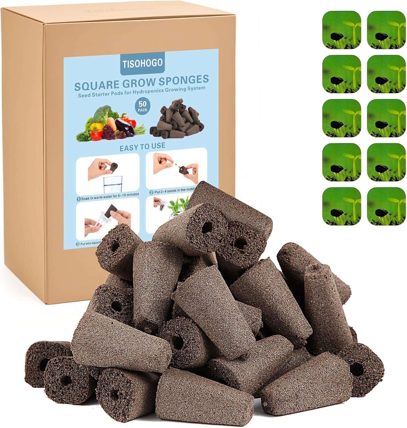 Amazon.com: 50 Pack Square Seed Starter Pods for Indoor Hydroponics ...