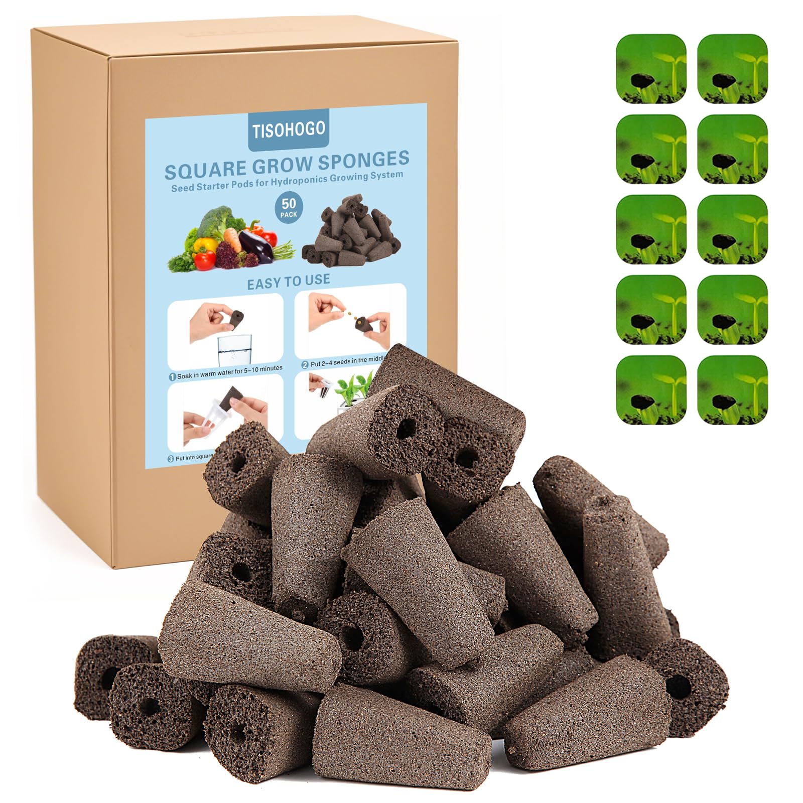 Amazon.com: 50 Pack Square Seed Starter Pods for Indoor Hydroponics ...