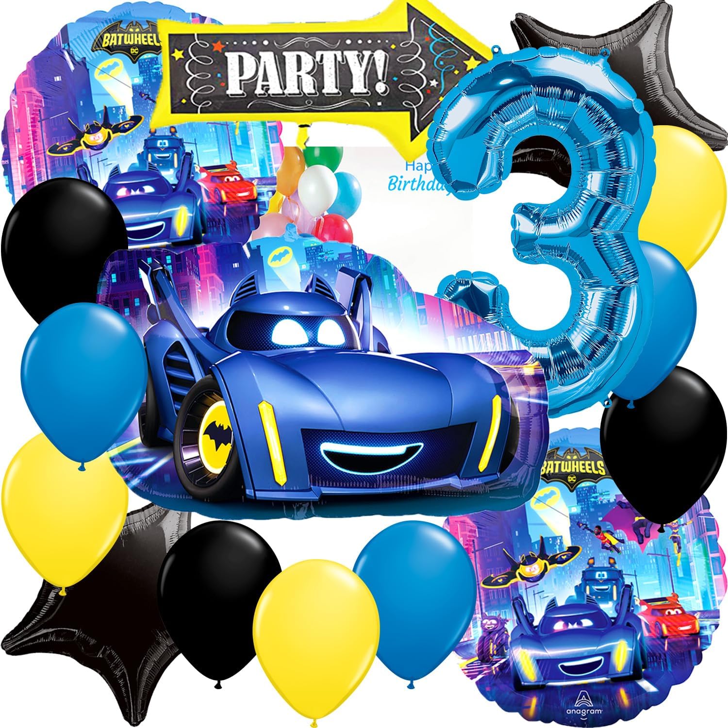 Amazon.com: Anagram Batwheels Birthday Party Supplies Balloon Bouquet ...