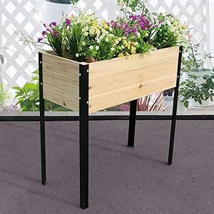 Amazon.com: SFJC Raised Garden Bed with Strong Iron Legs Elevated Wood ...