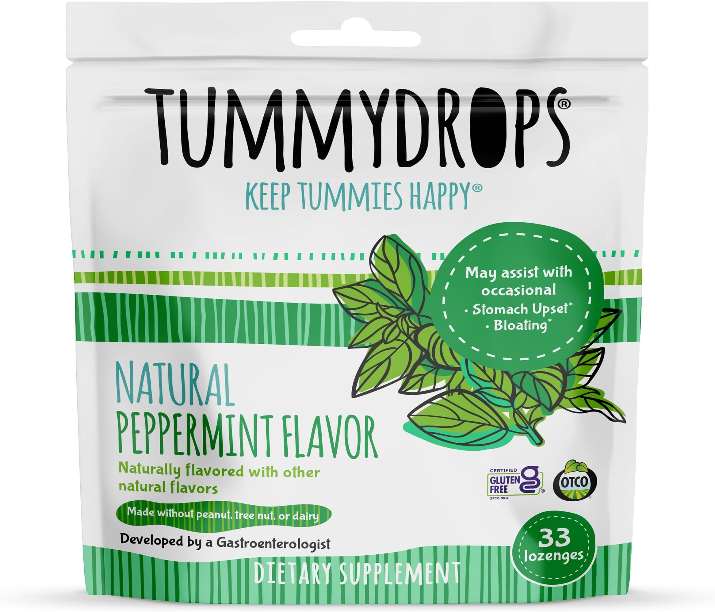 Amazon.com: Tummydrops, Natural Peppermint, Gluten Free & Vegan, 33 ...