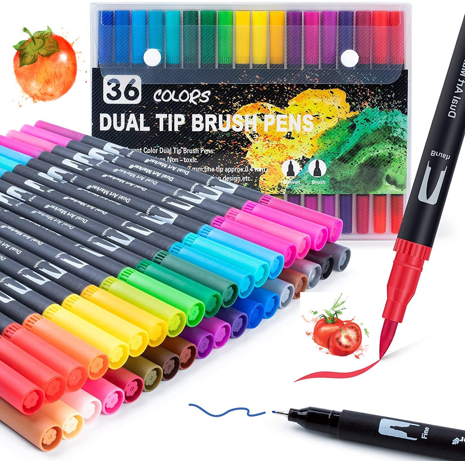 Coloring Markers Pen for Adults Kids, 36 Fine Felt Tip Water Markers ...