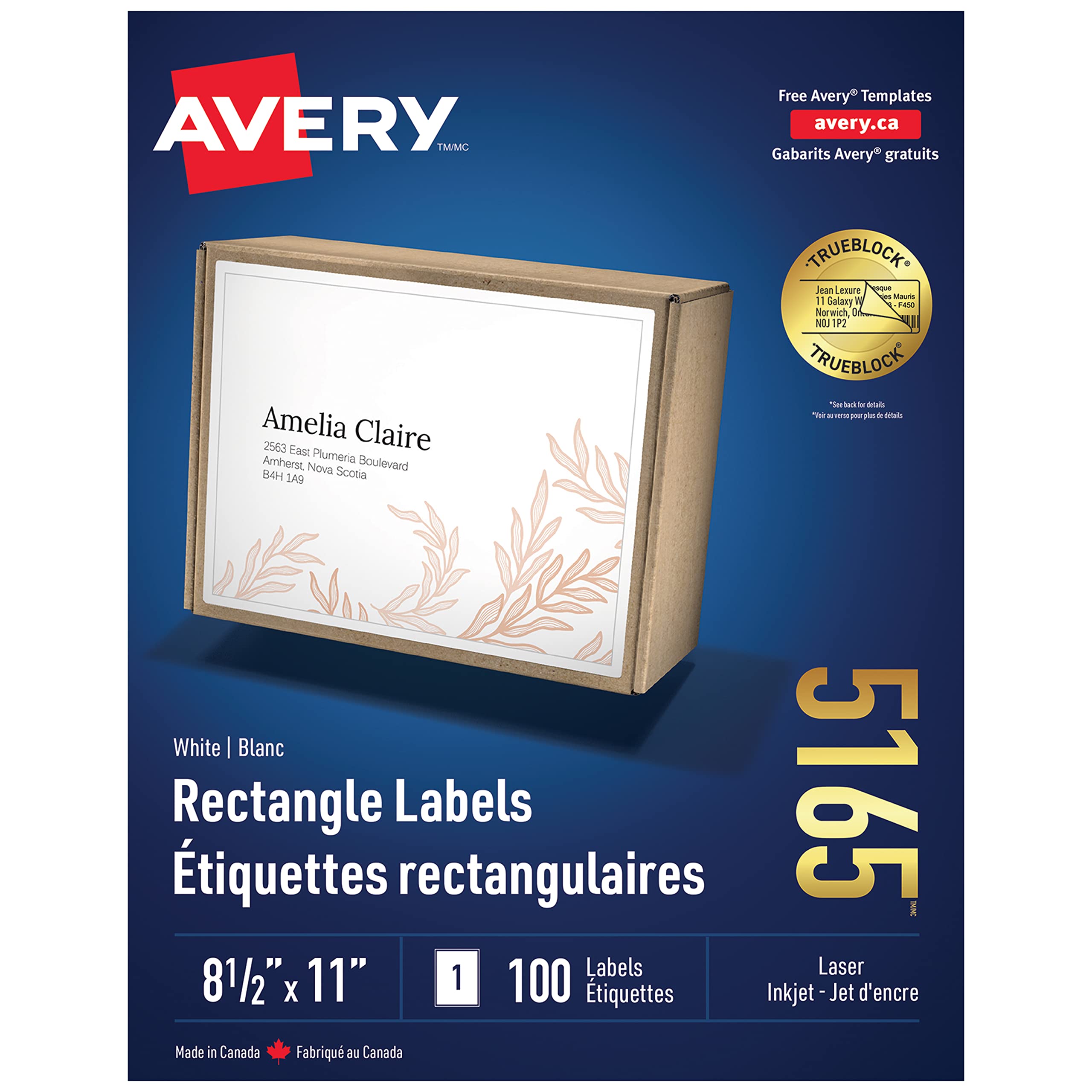 Avery Shipping Labels with TrueBlock Technology for Laser/Inkjet ...