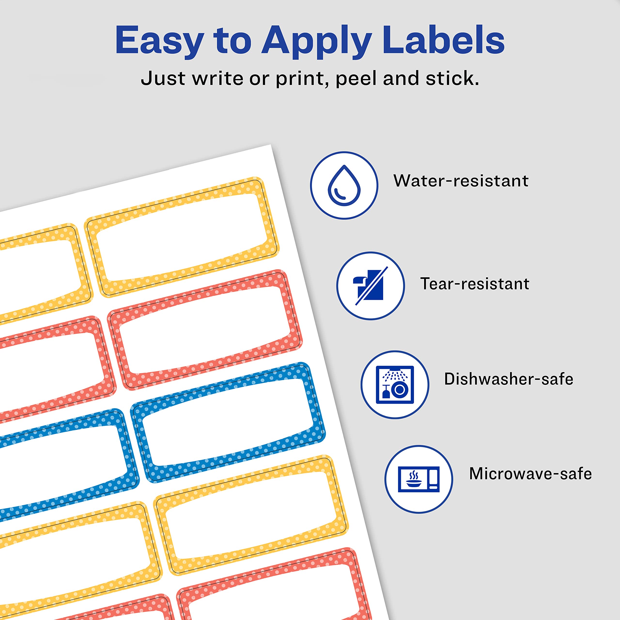 Snapklik.com : Avery Durable Labels For Kids Gear, 3/4" X 1-3/4 ...