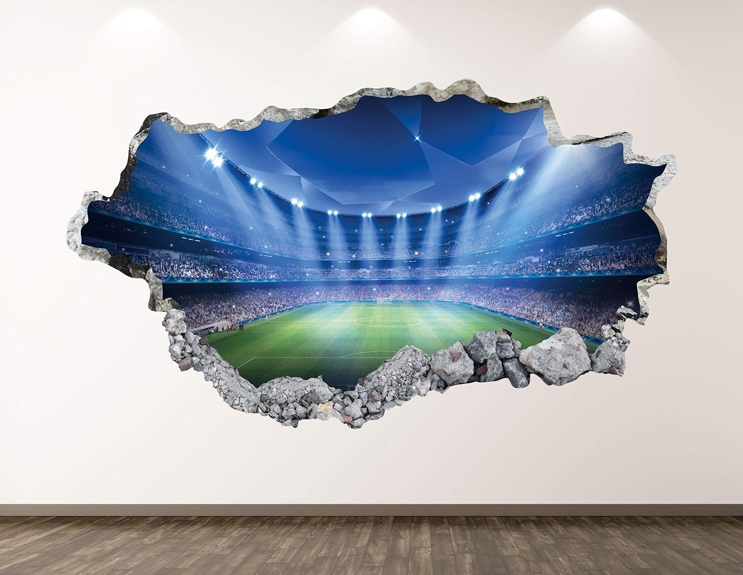 Amazon.com: Soccer Stadium Wall Decal Art Decor 3D Smashed Sport Place ...