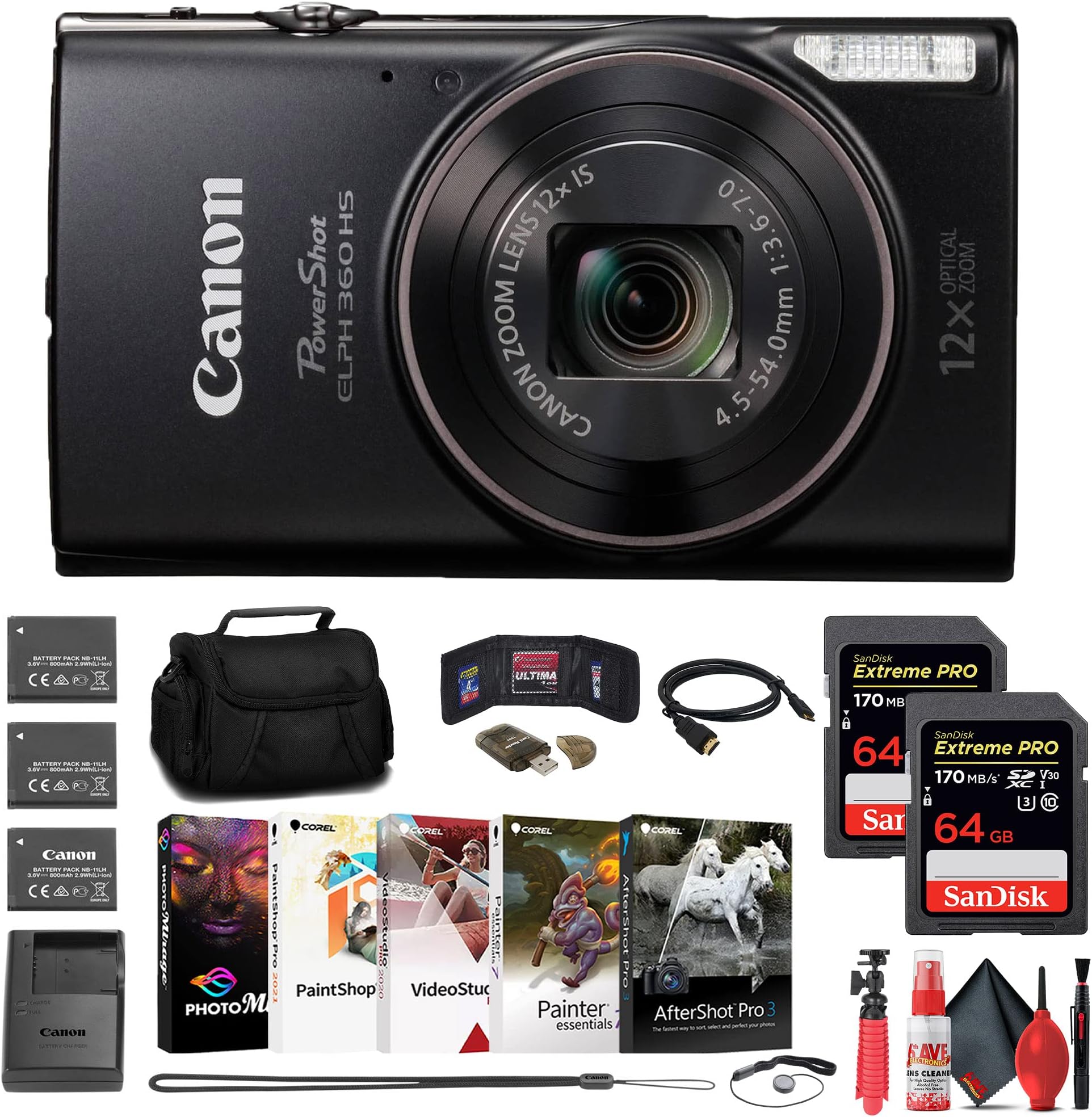 Amazon.com : Canon PowerShot ELPH 360 HS Digital Camera (Black ...