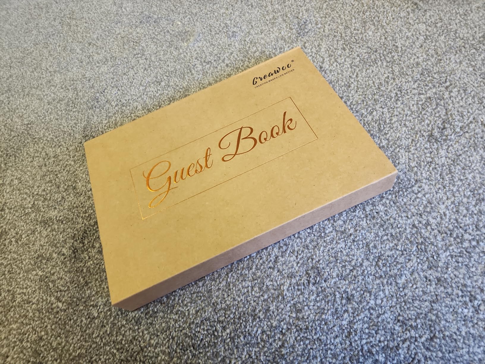 Creawoo Wooden Wedding Guest Book with Table Sign, Pen & Holder, Memory ...