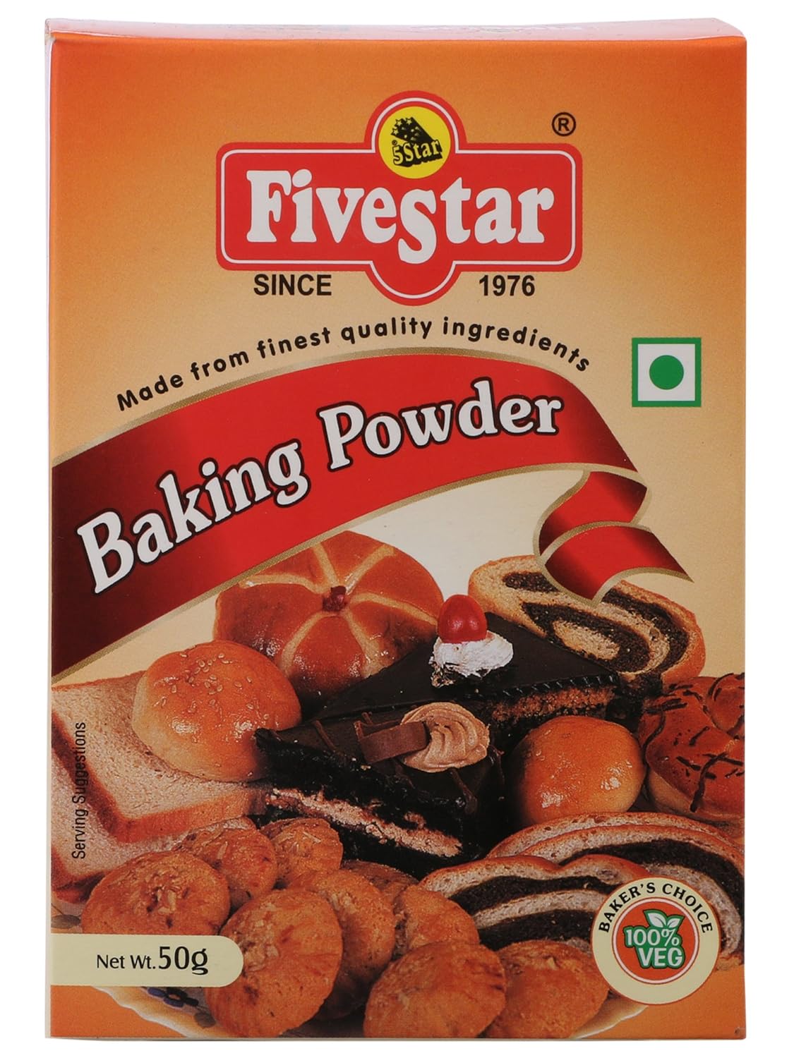 Five Star Baking Powder – 50g Box (Pack of 8) | Double Acting Leavening ...