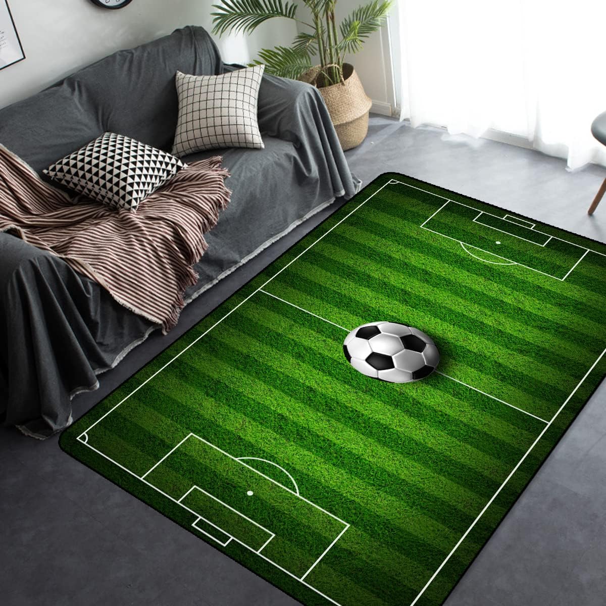 Amazon.com: Furnish my Place 685 Solid Soccer Rug for Play Area, All ...
