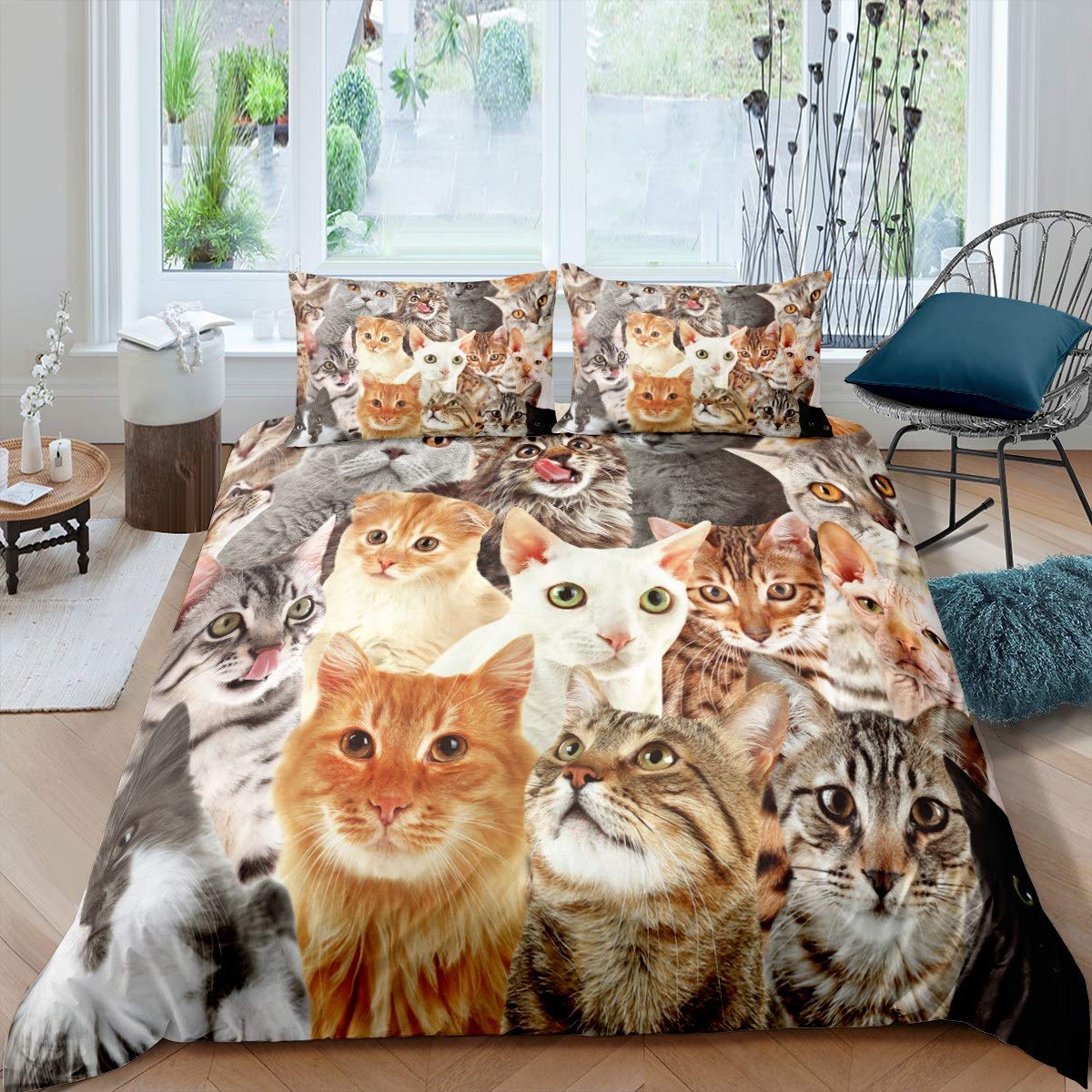 Amazon.com: Feelyou Cat Comforter Cover Set Cat Lover Gifts Bedding for ...