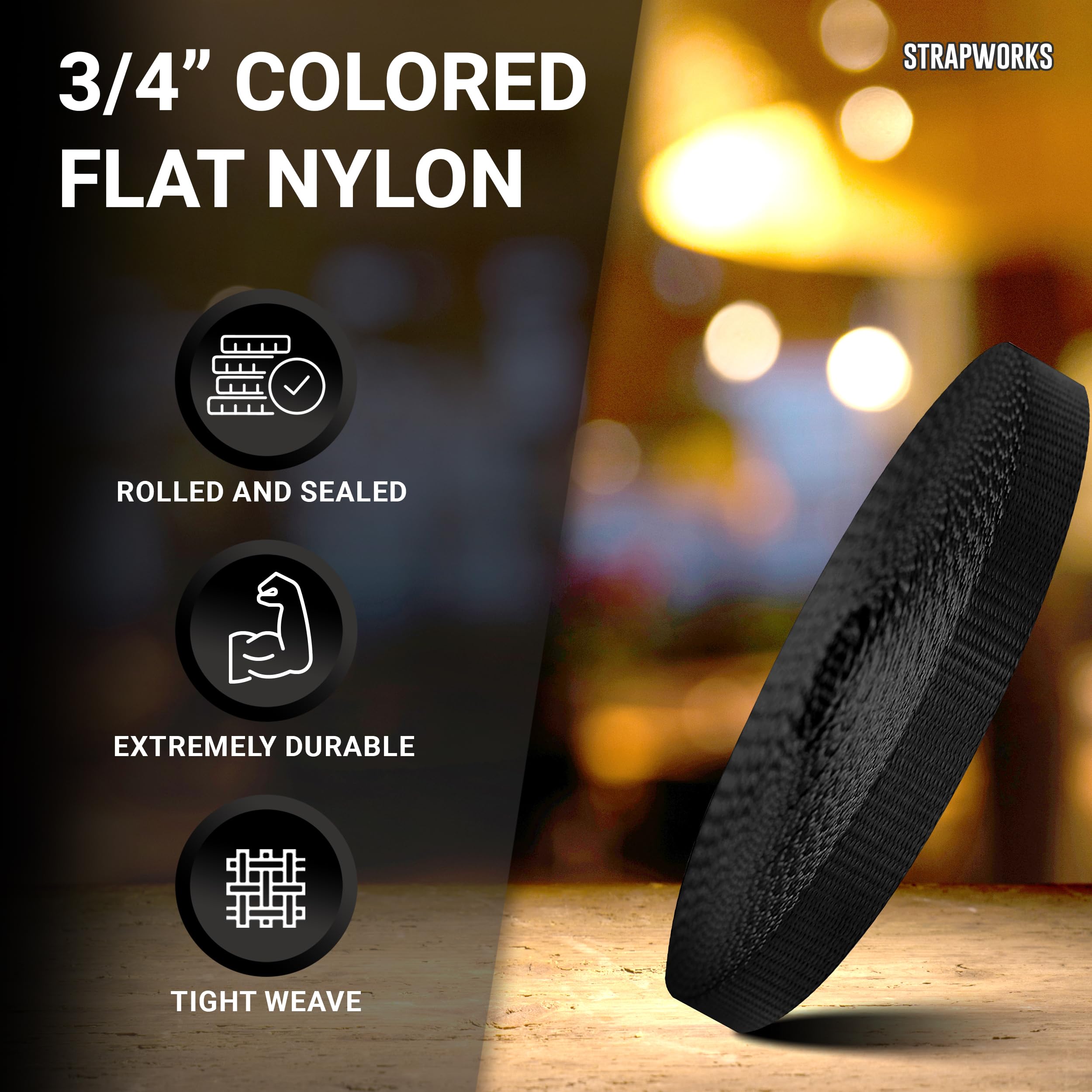 Snapklik.com : Strapworks Flat Nylon Webbing 3/4" X 50 Yard