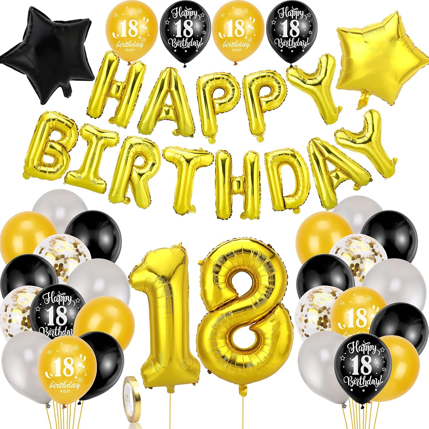 HOWAF Black Gold 18 Years Birthday Decorations For Boys Girls 42 howaf-black-gold-18-years-birthday-decorations-for-boys-girls-42