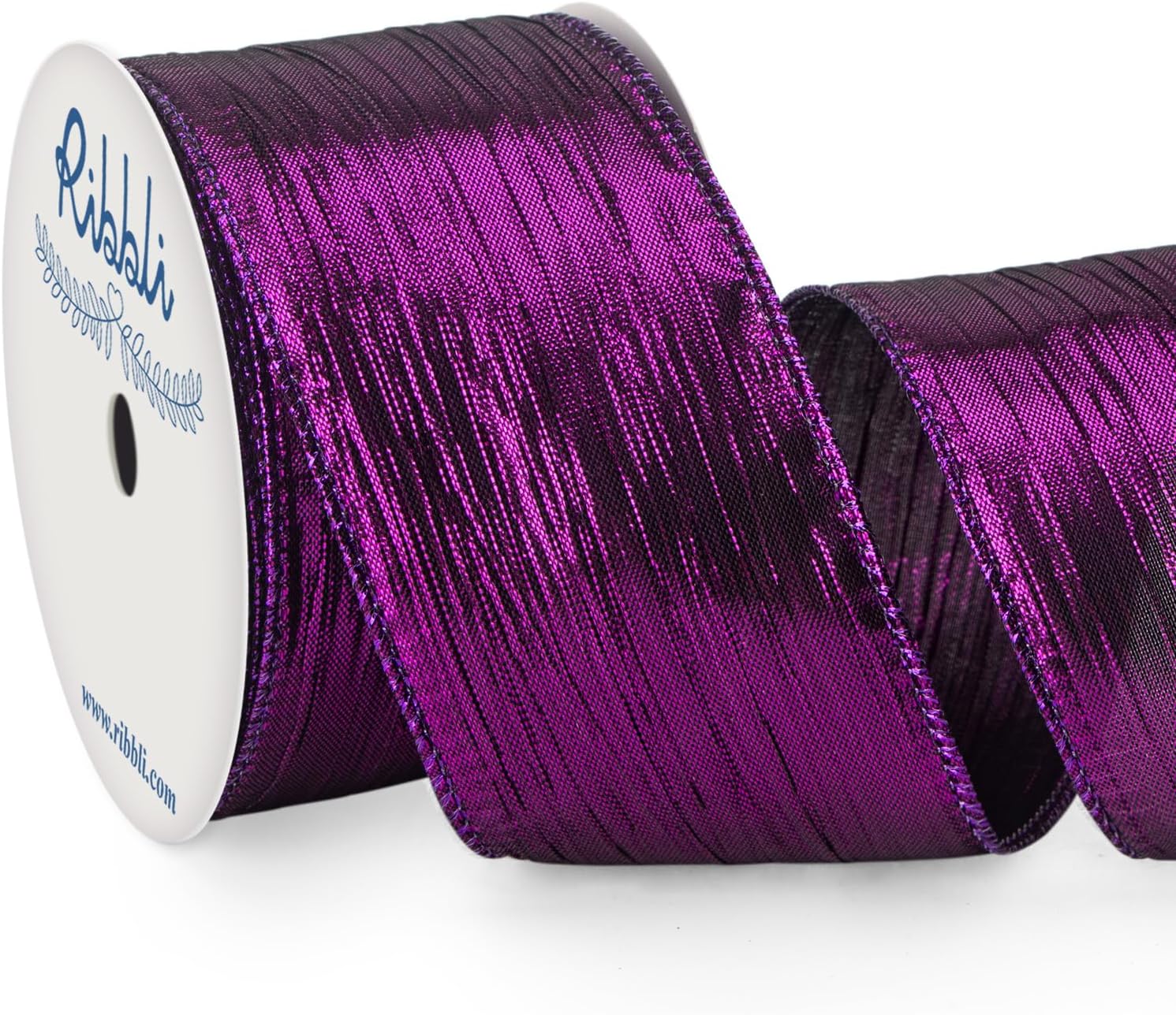 Amazon.com: Ribbli Purple Crinkled Wired Ribbon with Metallic Edge ...