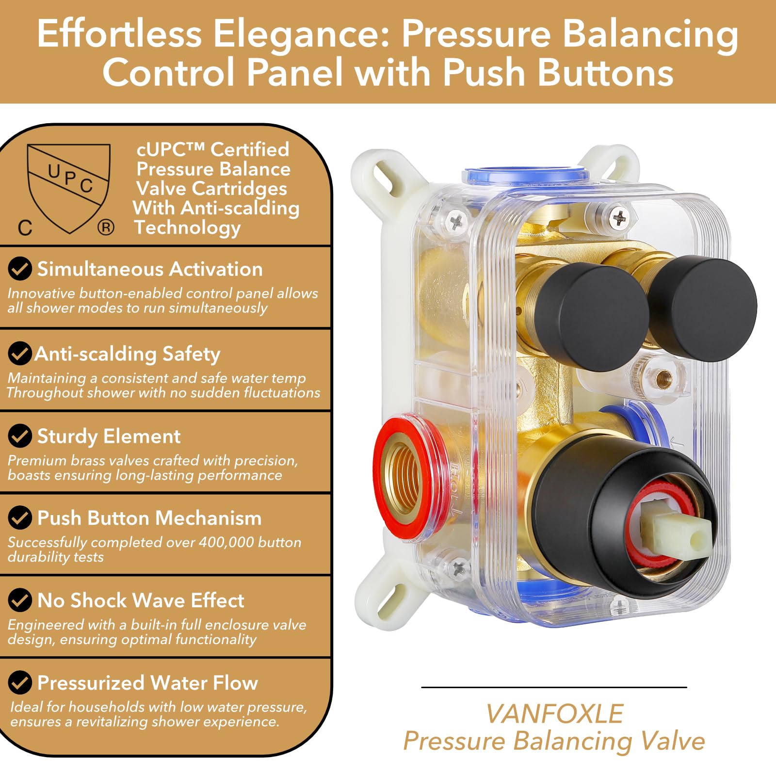 Snapklik.com : VANFOXLE Matte Black Shower Faucet Set, Ceiling Mounted Push Button Diverter ...