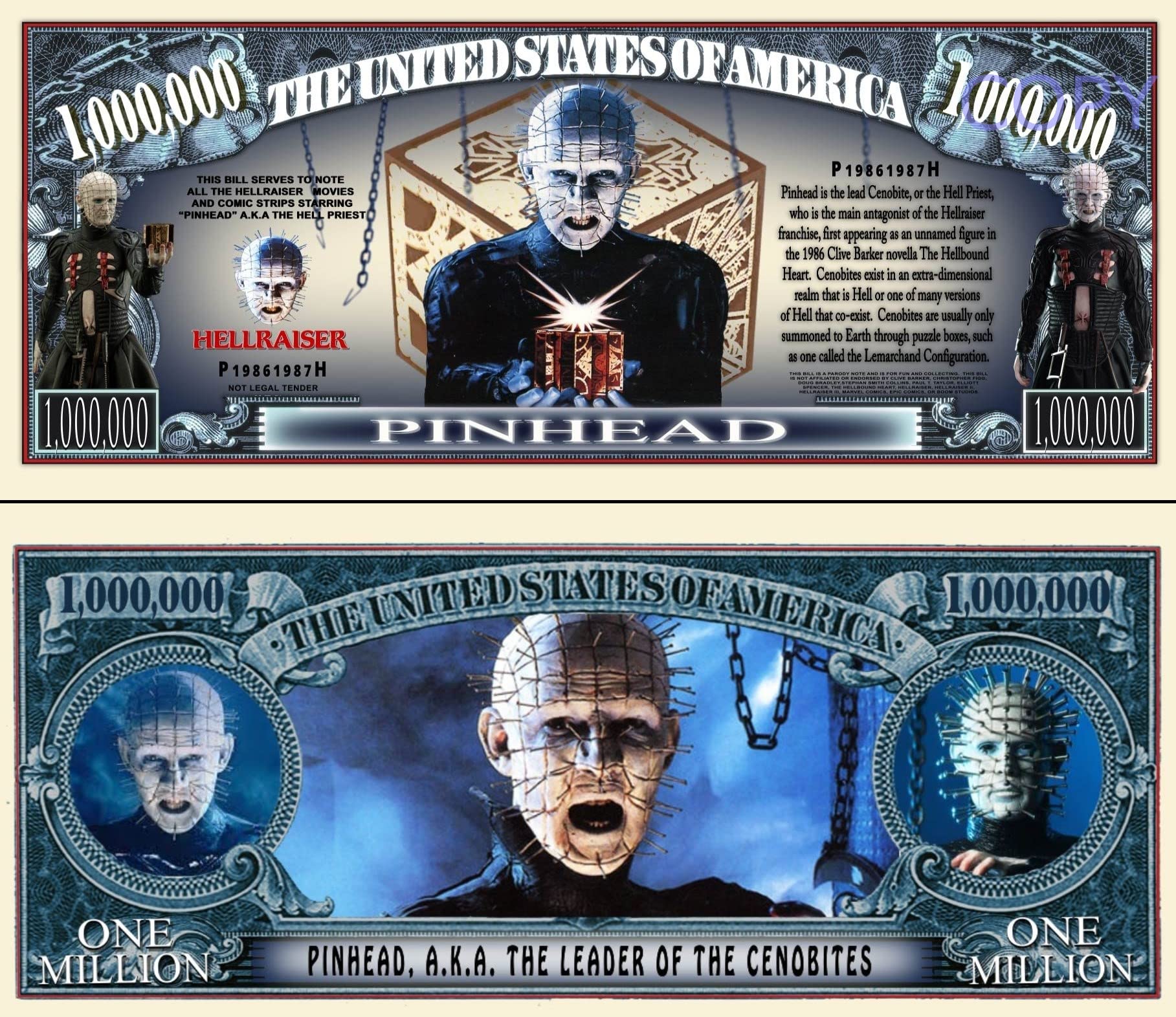 Novelty Dollar Pinhead The Hell Priest Hellraiser Films Commemorative ...
