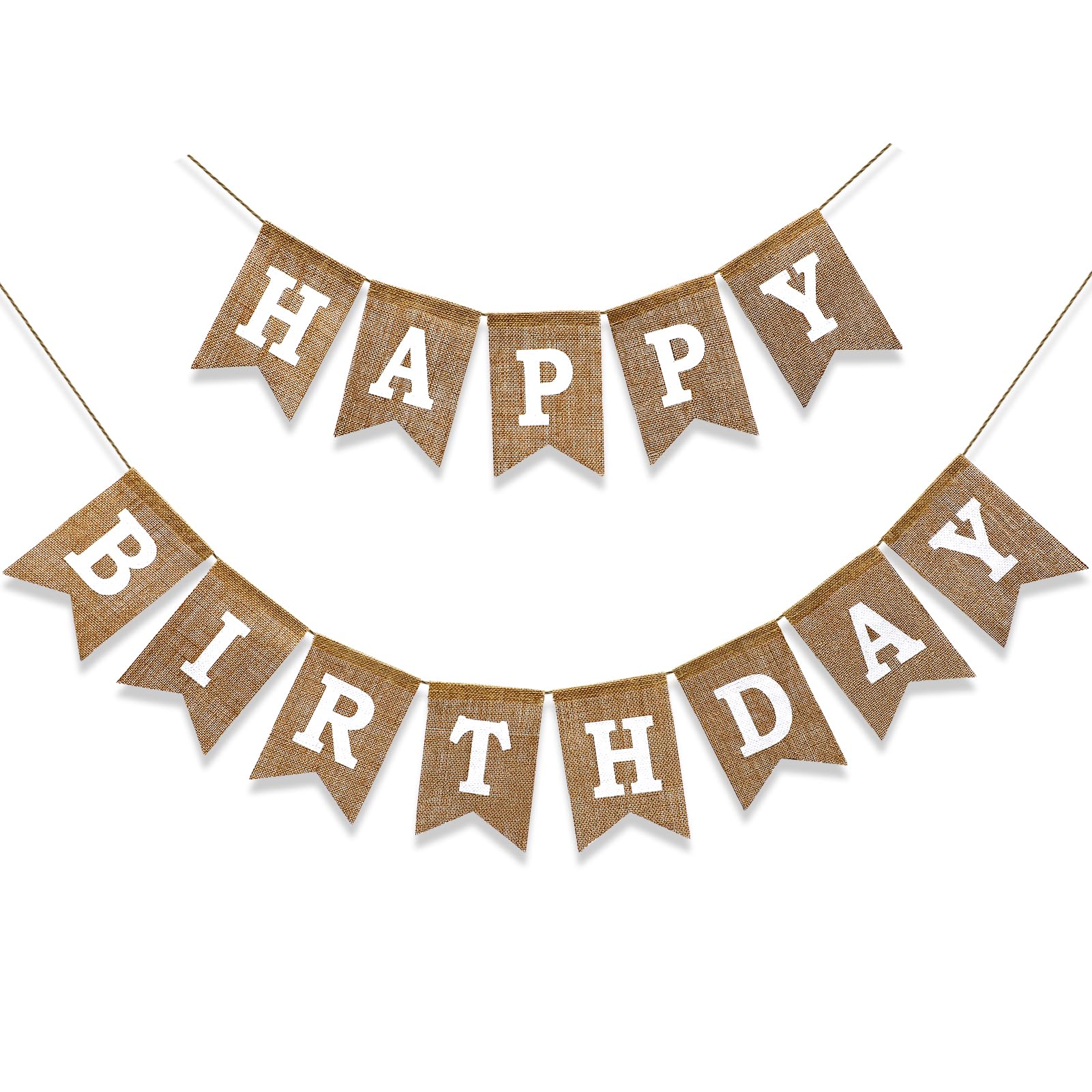 Snapklik.com : LITAUS White Burlap Happy Birthday Banner - Pre-Strung ...