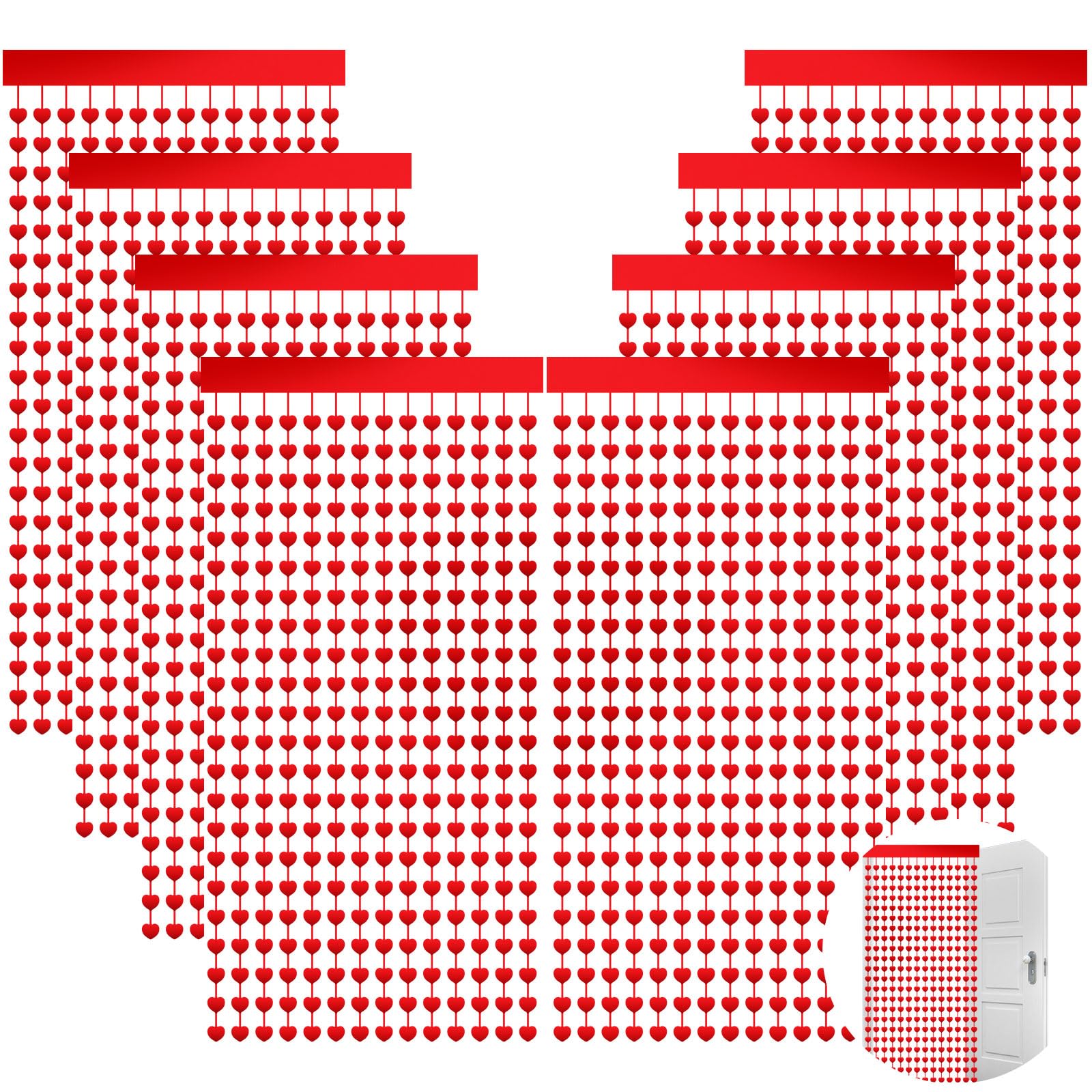 Amazon.com: Marsui 8 Pcs Valentine's Day Heart Foil Curtain Galentine ...