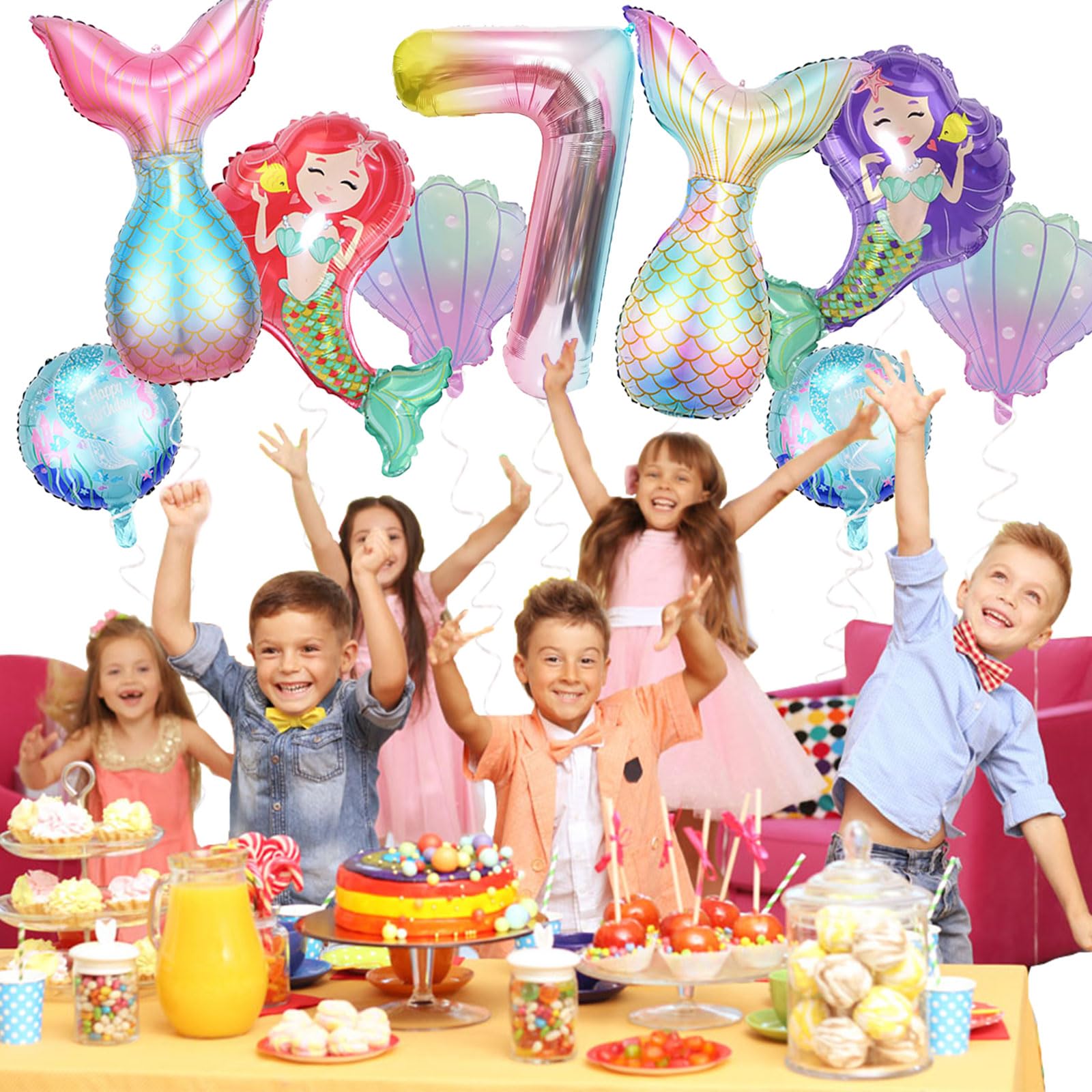 Snapklik.com : 7th Mermaid Birthday Decoration 9 Pcs Mermaid Balloons ...