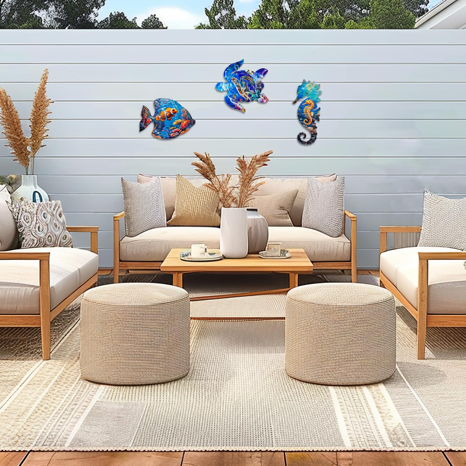 Snapklik.com : LIFFY Metal Fish Wall Decor Ocean Themed Sea Turtle Fish ...