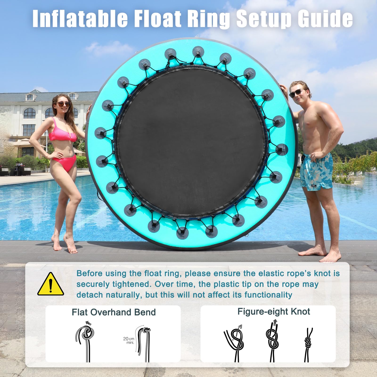 Snapklik.com : Inflatable Water Hammock Round Floating Ring Circle Dock ...