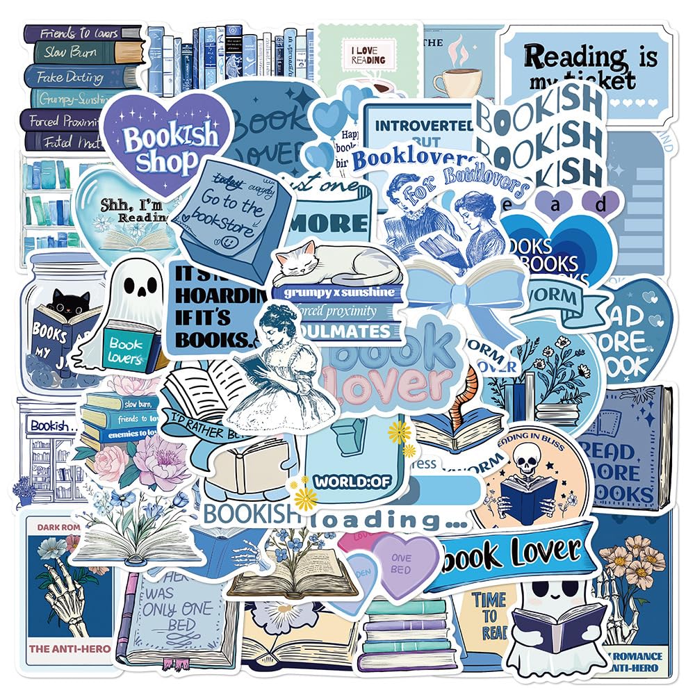 50PCS Blue Bookish Stickers,Book Stickers for Kindle,Reading Book ...