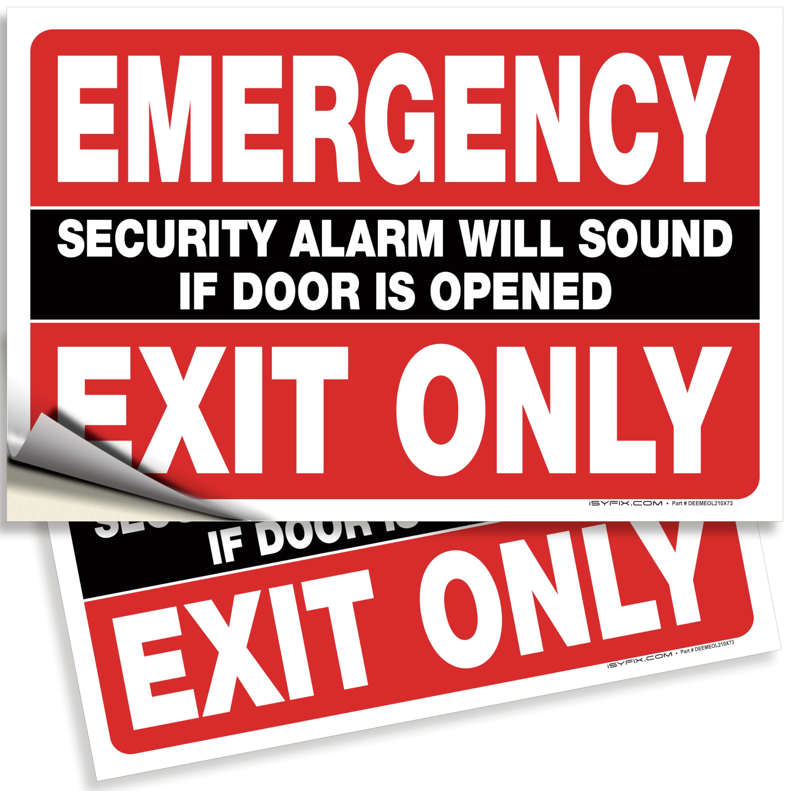 Snapklik.com : iSYFIX Emergency Exit Only Stickers 2 Pack 10x7 Inch ...