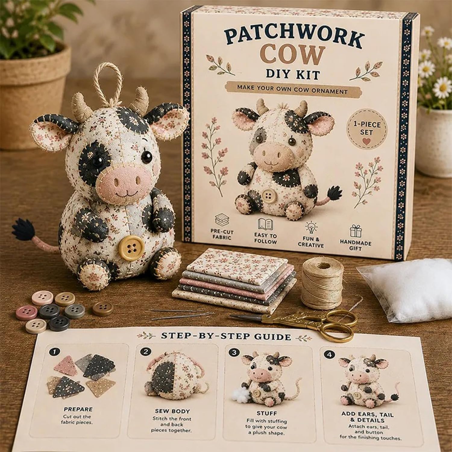Amazon.com: DIY Patchwork Animal Kit – Handmade Sewing Craft Kit with ...