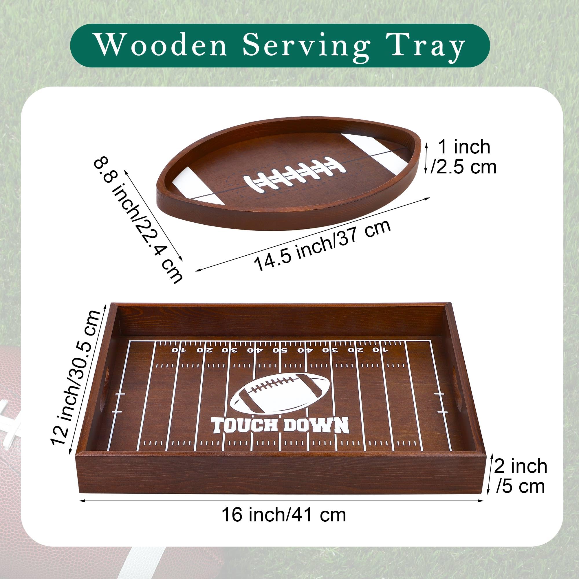 Snapklik.com : 2 Pieces Football Serving Tray Wooden Plates Wood ...
