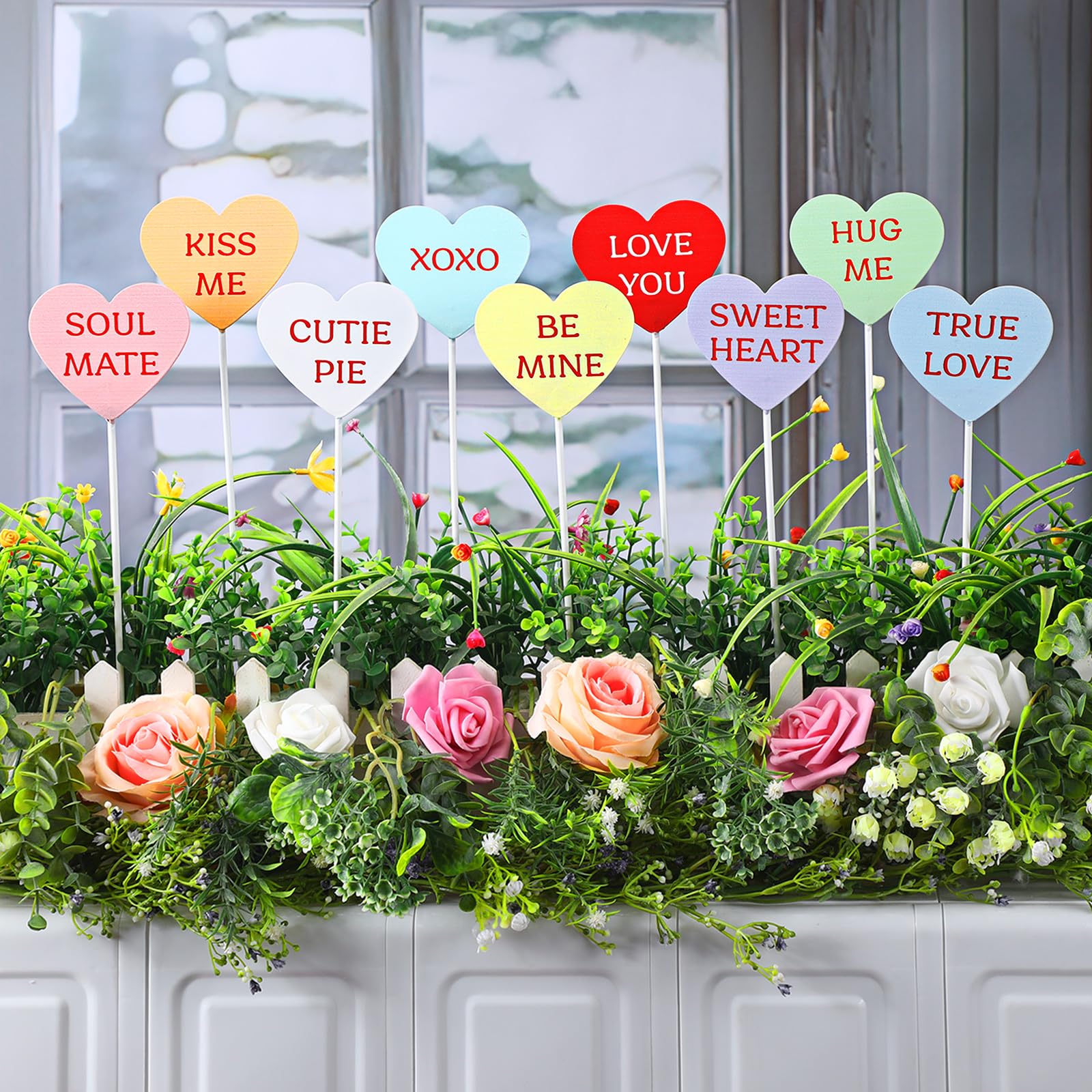 Snapklik.com : 9 Pcs Valentines Day Conversation Metal Heart Garden ...