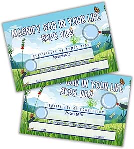 Amazon.com : 2025 VBS Certificate of Completion Magnify God In Your Life 50pk 9x6” Vacation ...