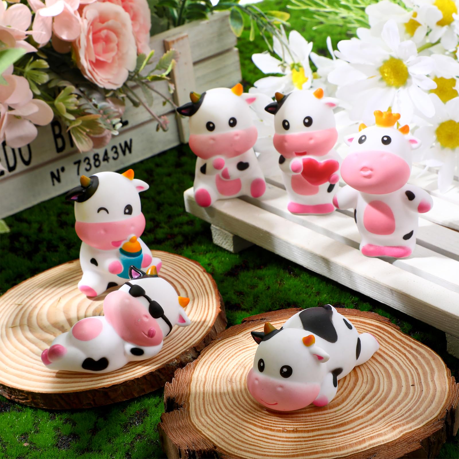 Snapklik.com : 24 Pcs Cute Rubber Cows Bulk Squeak Floating Cow For ...