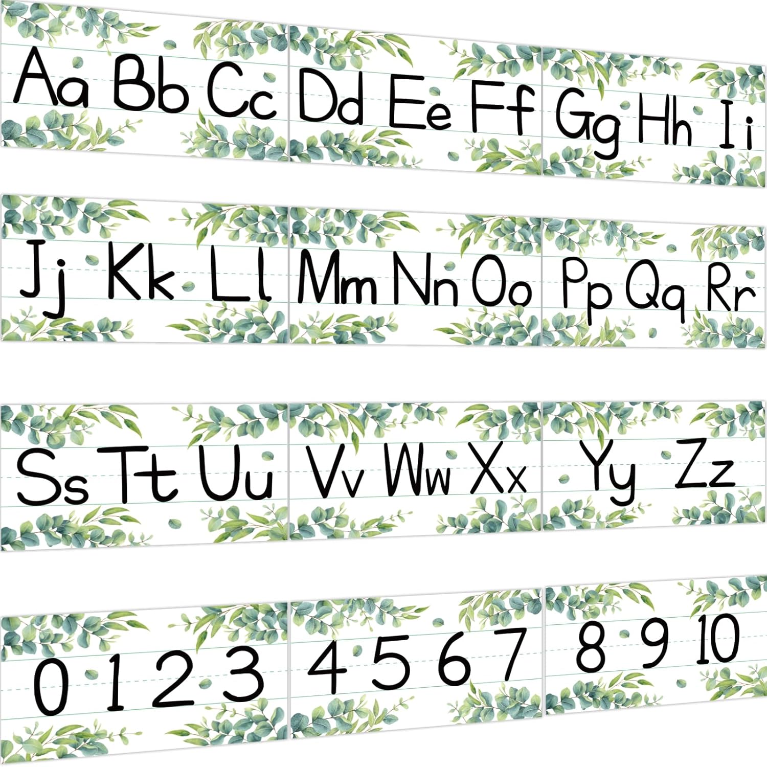 Amazon.com : 12 Pieces Alphabet Bulletin Board Strips Set Greenery ...