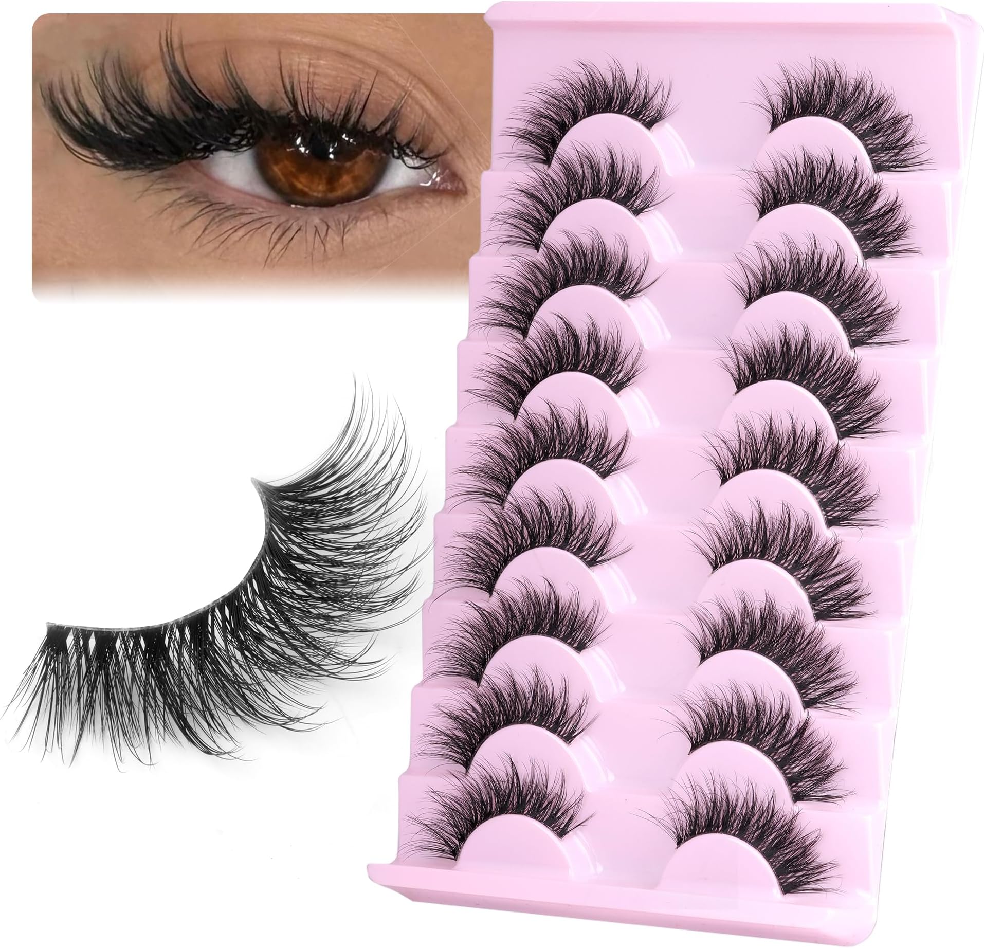 Amazon.com: ALICROWN Half Eyelashes Fluffy Half Lashes 3/4 Corner False ...