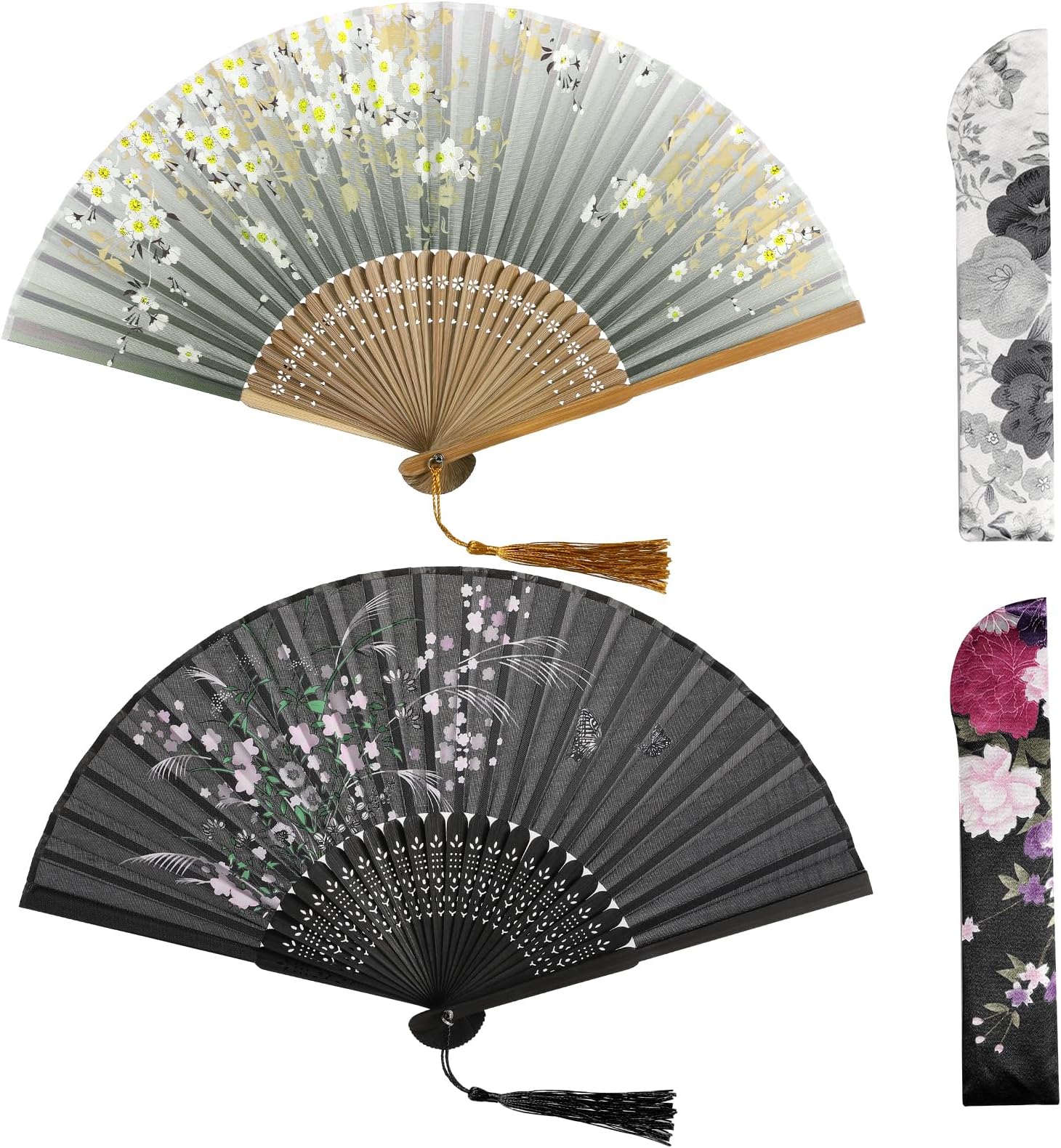 Amazon.com: Folding Fan Hand Hand Fan - 2PC 13" Hand Fans for Women ...