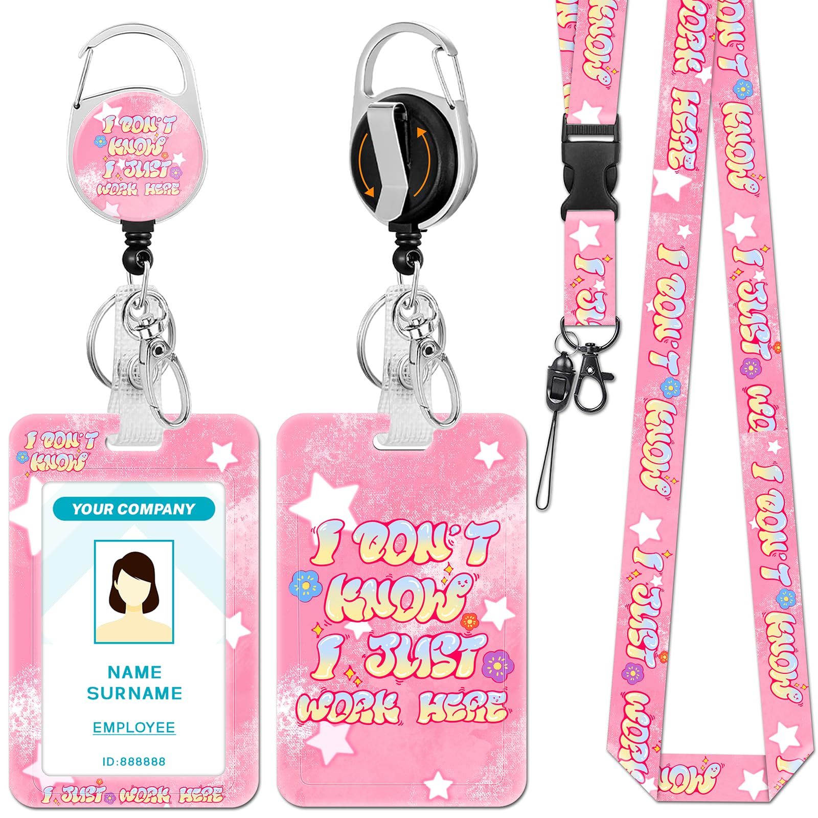 Amazon.com : Hancynir Lanyards for Id Badges, Cute Funny Badge Holder ...