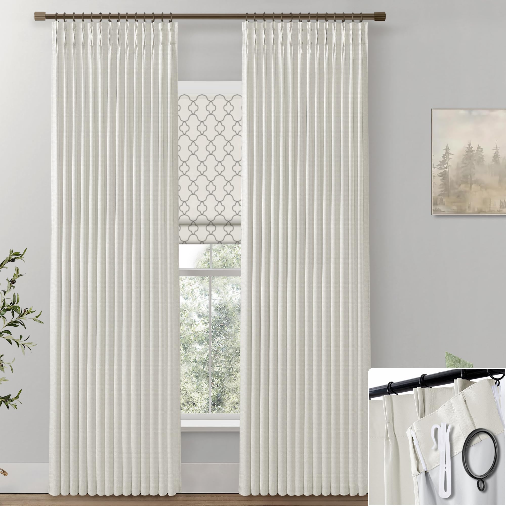 Amazon.com: SHINELAND Pinch Pleated Curtains 102 Inch Long,Pleat ...