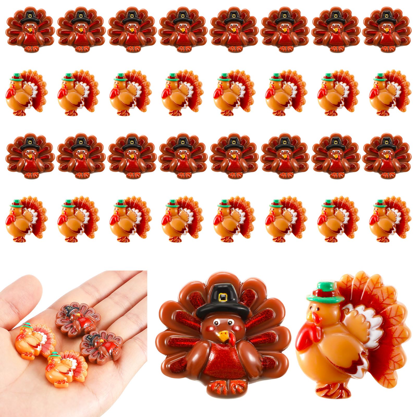 Amazon.com: Cinnvoice 60 Pcs Turkey Charms Thanksgiving Turkey Craft ...
