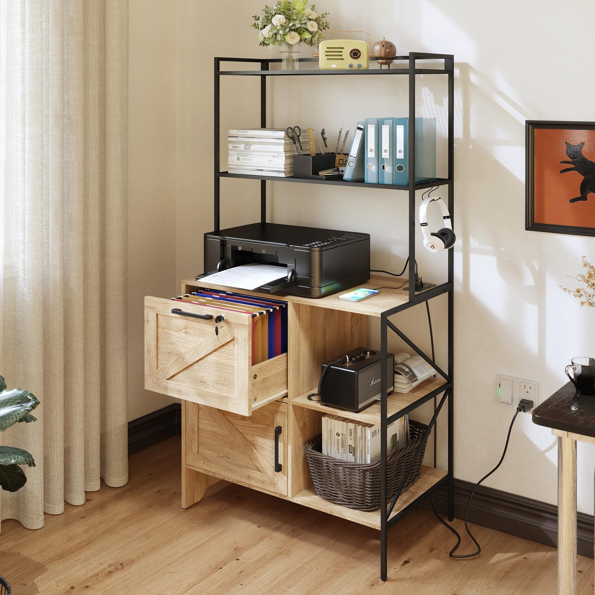 Amazon.com: LITTLE TREE Freestanding Lateral File Cabinet, Wooden ...