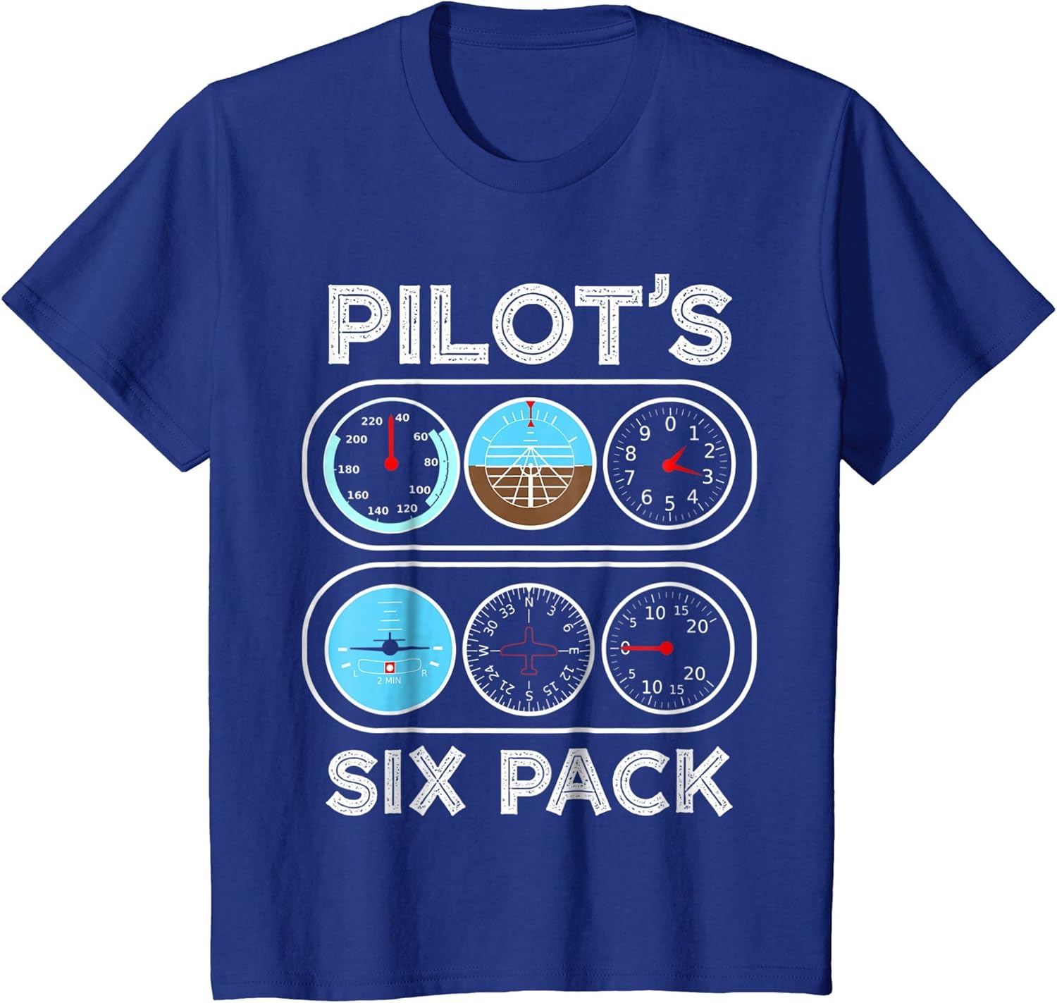 Amazon.com: Pilot's Six Pack T-Shirt | Flight Instruments Aviation ...