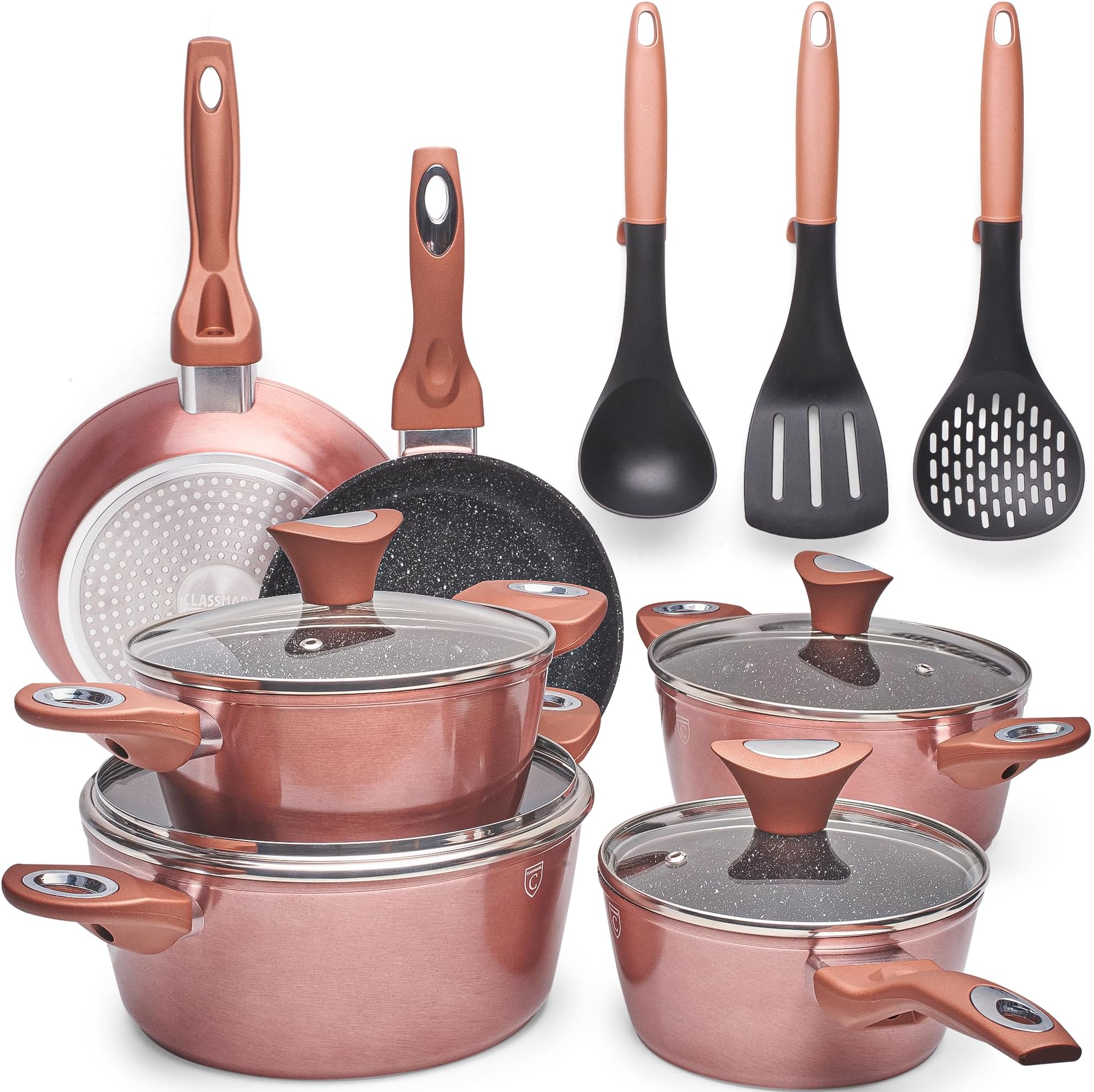 Amazon.de: Topfset 15-teilig mit Antihaftbeschichtung - Kochtopf Set ...