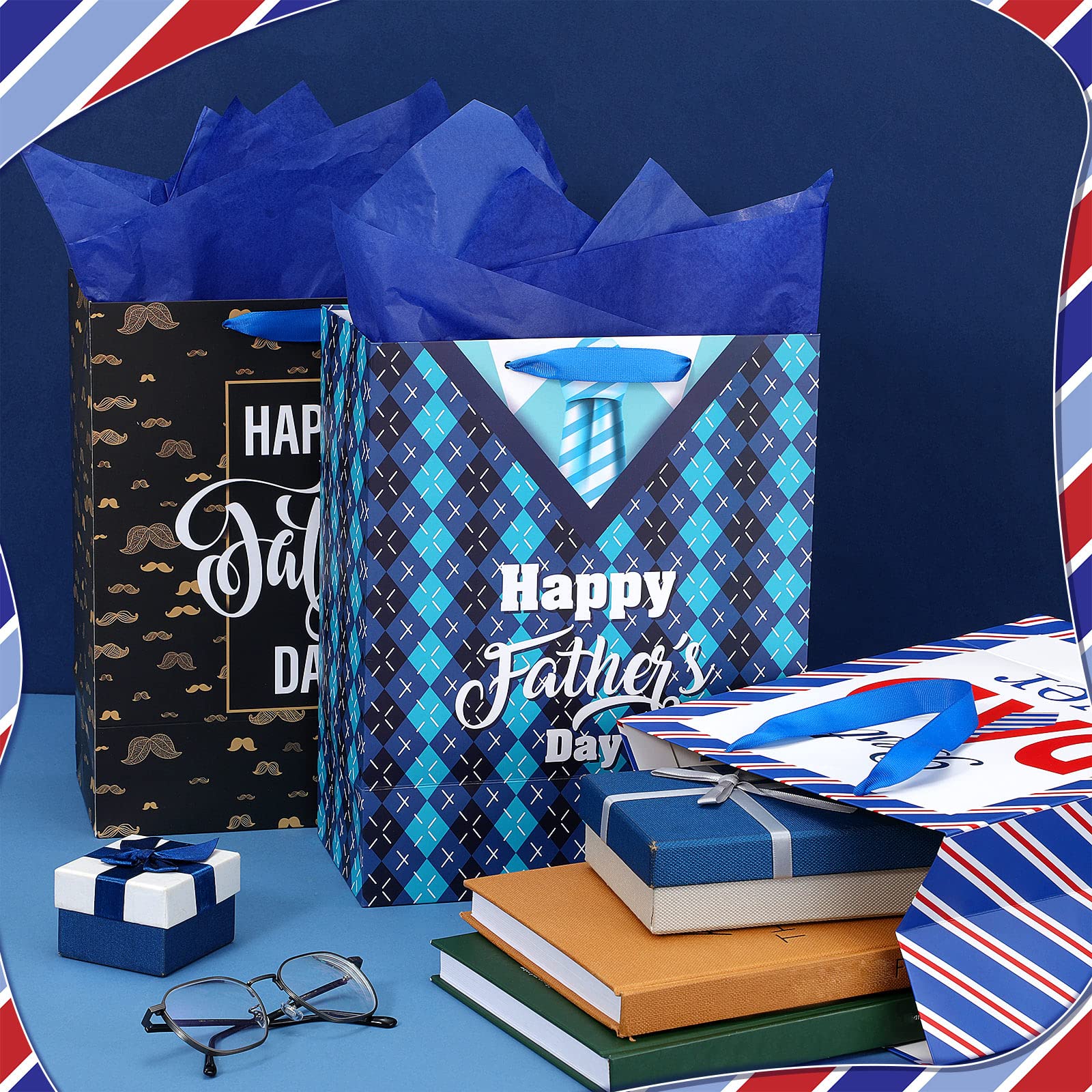Snapklik.com : Jutom 24 Pack 13" Large Fathers Day Gift Bags Bulk