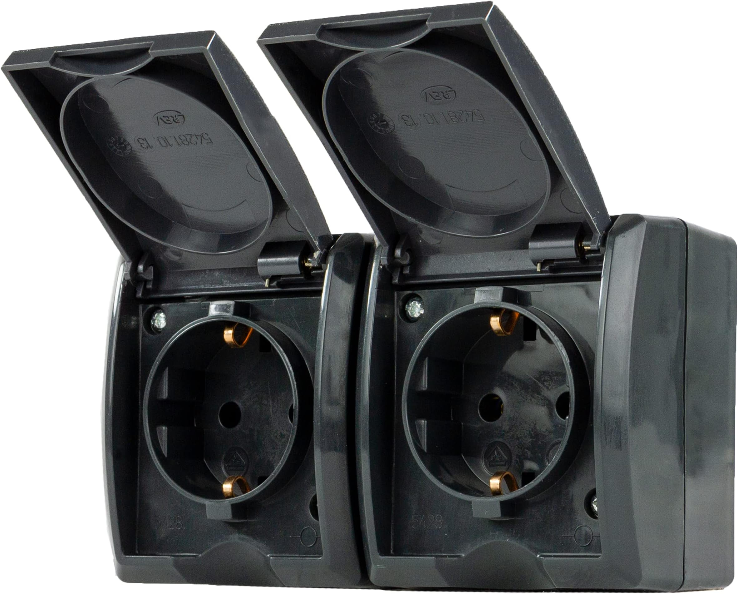 REV AquaForm, Doppelsteckdose-Feuchtraumsteckdose, IP44, Aufputz ...